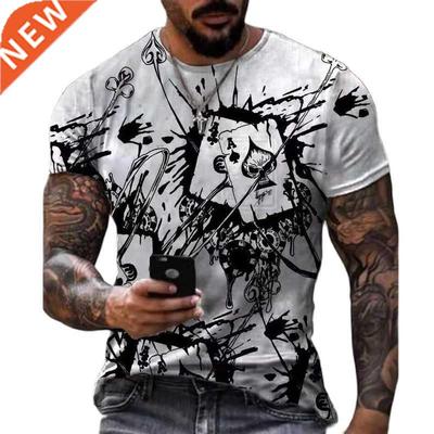 Horrible Skull Spades Poker T-Shirt Casual Men Summer 3D-Pri