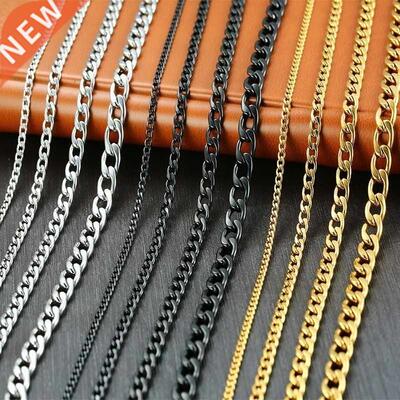 Vnox Men's Cuban Link Chain Necklace Stainless Steel Black G