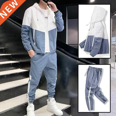 Autumn Sports Suit Men Jacket and Trousers Two Piece Set Cas