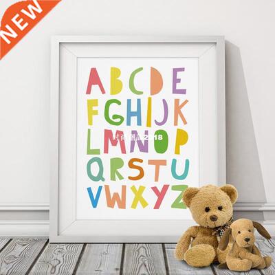 ABC Alphabets Canvas Painring Mulit Colors Typography Nurser