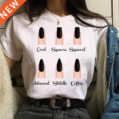 Women T Shirt Personality Nail Art Print Tshirt Fun Summer S