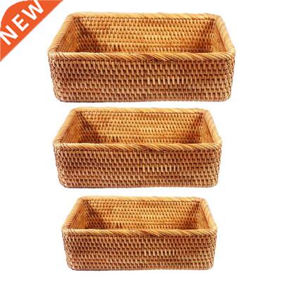 Rectangular Hand-woven Basket Rattan Candy Storage Picnic