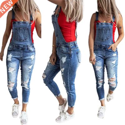 New Women's Denim Overalls Casual Slim Fit Ankle Length Skin