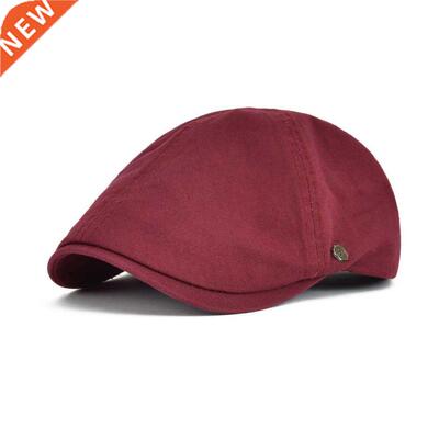 VOBOOM Red Summer Cotton Flat Cap Ivy Caps Men Women Burgund