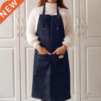 Adjustable Neckband Waistline Denim Apron Convenient Front
