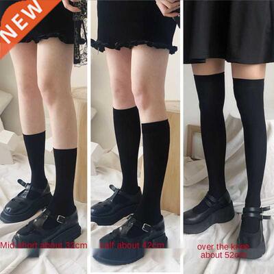 JK Womn Socks Cute Blck White Velvet Lolit Long Socks Sol
