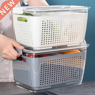 Fridge Storage Box Refrigerator Fruit Vegetable Drain