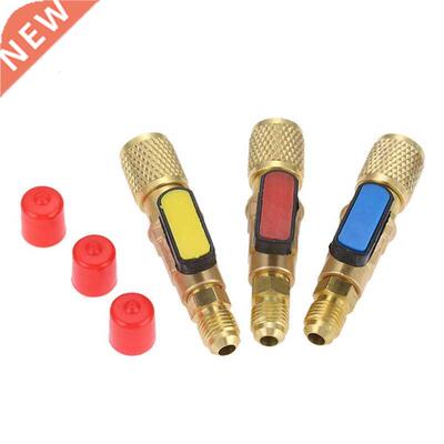 3Pcs/Set Br R410A Refrigerant Straight Ball Valves AC Chargi
