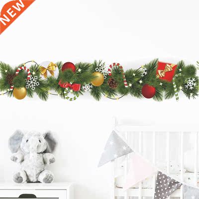 Christmas Pine Branch Waist Line Wall Stickers Living Room S
