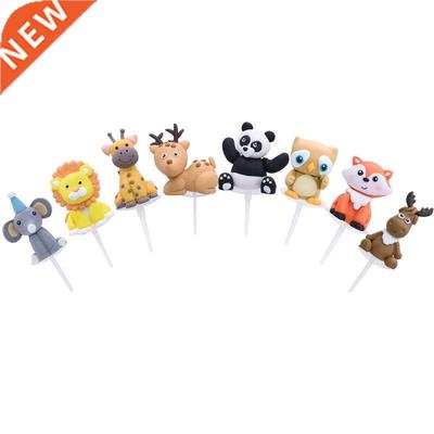 Cute Animals Jungle Theme Cake Topper Lion Panda Deer Elepha