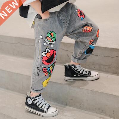 Boys' Jeans Spring and Autumn New Funny Head Medium and Big
