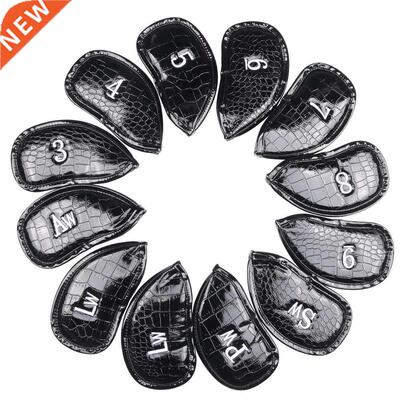 12Pcs/Set PU Leather Golf Iron Head Covers Club Headcover Wa