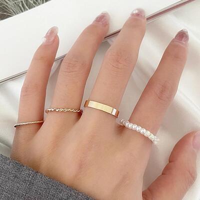personality ins simple pearl rings elegant joints ring 戒指