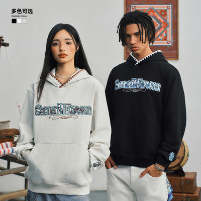 STK SmallTownKid 西兰卡普土家族纹样民族贴布珍珠卫衣连帽衫