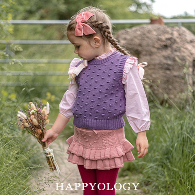 Happyology英国女童英伦毛衣可爱无袖儿童套头衫女宝宝柔软针织衫