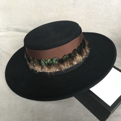 欧美新款羊毛尼平顶平檐礼帽时尚