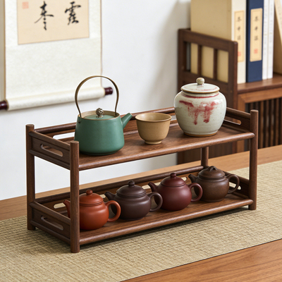 小博古架双层壶架茶杯架子茶具收纳架紫砂壶摆放架功夫茶壶置物架