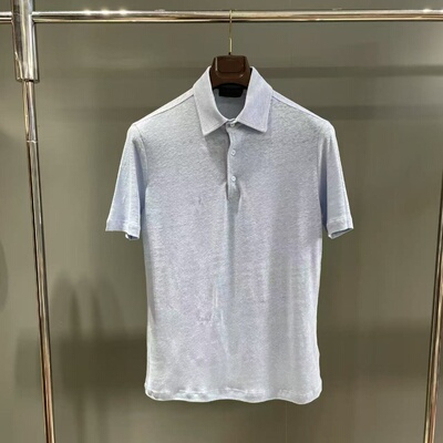 老钱风100%亚麻polo衫男