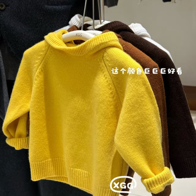 XGG童装男女童宝宝儿童冬装星星人连帽羊毛针织衫保暖打底毛衣