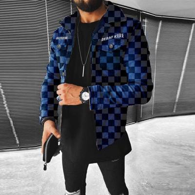 Street Fashion Jacket Multi-Pocket Checkerboard Work Men