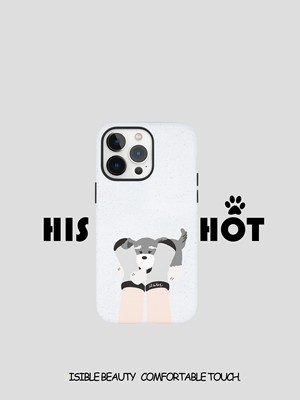 Hishot | 袜子狗圆边韩国菲林适用于苹果iphone14/15proMax全包简约防摔时尚情侣ins风秋冬手感好韩系保护壳