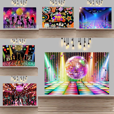 disco迪斯科蹦迪主题摄影背景布70年代主题生日派对装饰拍照横幅
