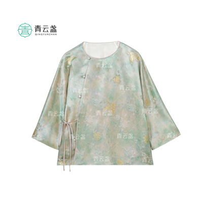 依山锦GJ新中式国风桑蚕丝圆领上衣24S0149  (J)
