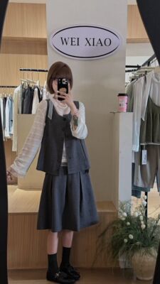 Eter 26秋韩系小香风套装女高级感气质名媛无袖马甲半身裙两件套