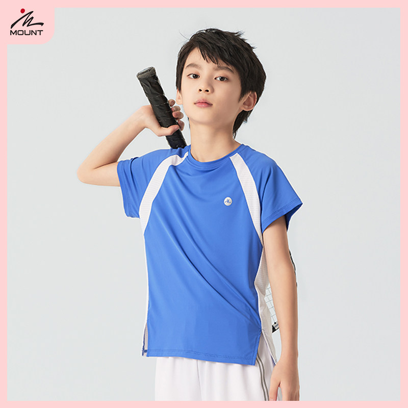 儿童羽毛球服男童乒乓球服球服运动球服套装速干透气冰丝高弹短袖