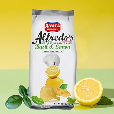 意大利Amica柠檬罗勒味薯片130g迷迭香黑松露味原切薯片进口零食