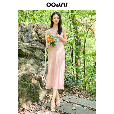 oo&vv法式粉色无袖连衣裙女2026夏度假风飘带显瘦气质长裙温柔风