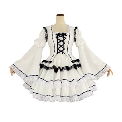 守护甜心月咏歌呗cos服白色洋装连衣裙lolita裙装cosplay