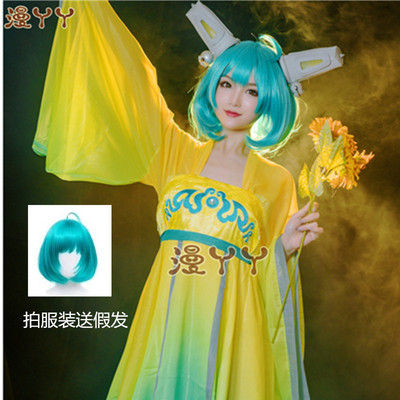 王者cos蔡文姬原皮天籁弦音连衣裙cosplay服装cg动漫荣耀女送假发