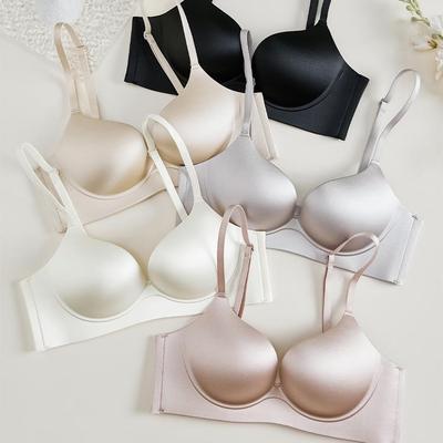1082无痕一片式内衣女小胸聚拢显大无钢圈收副乳薄款美背光面文胸