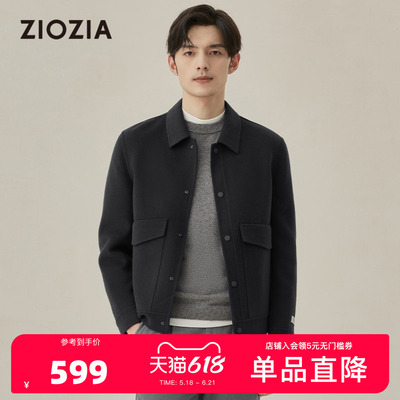 ziozia时尚羊毛混纺双面呢夹克