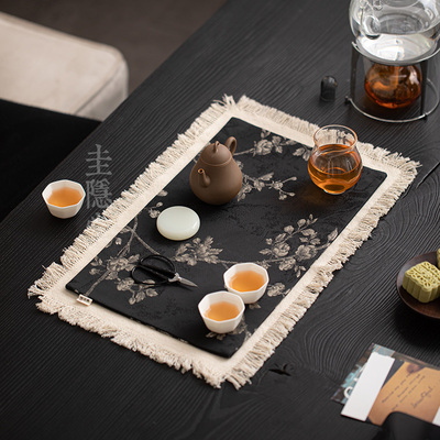 圭隐国潮风织锦棉麻布艺茶席中式禅意家用干泡席茶桌隔热布垫茶旗