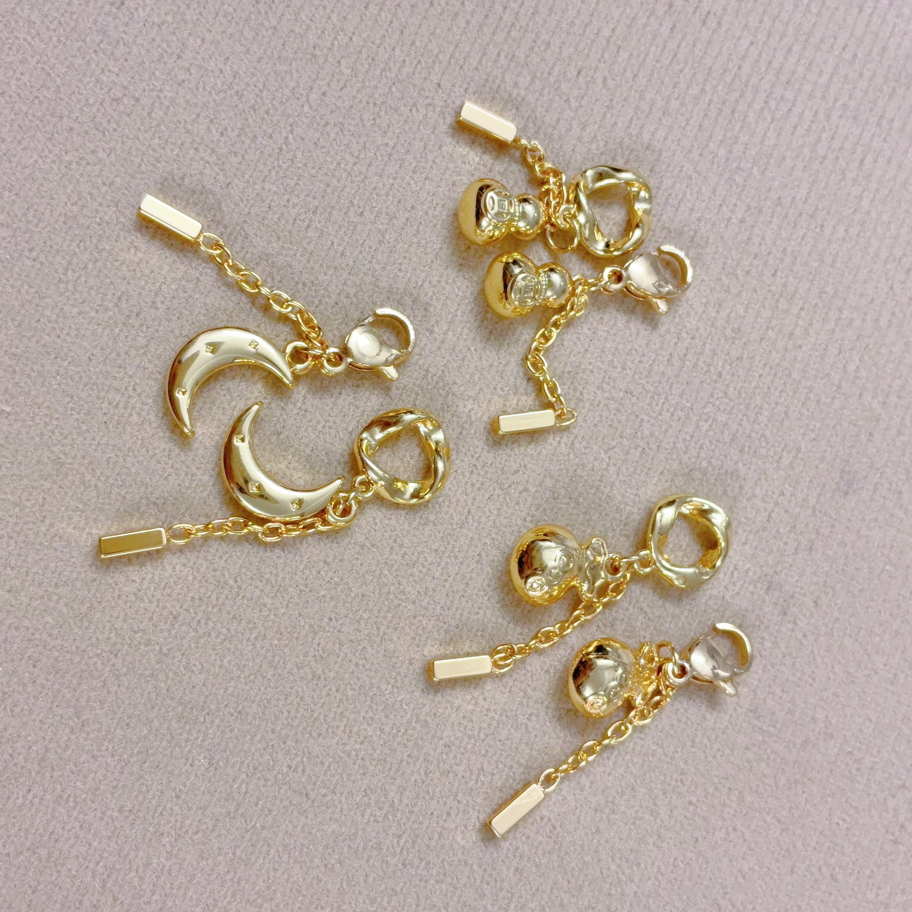 316钛钢精抛光真空电镀金色钛钢月亮福袋葫芦吊坠手工材料diy饰品