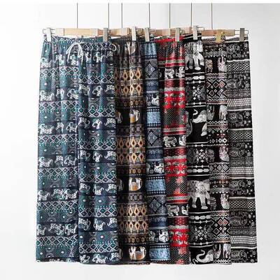 pants beach flower elephant wide-leg breathable silk ice