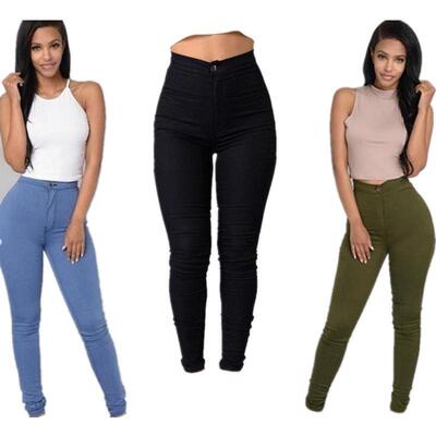 women denim skinny jeggings pants high waist stretch jeans