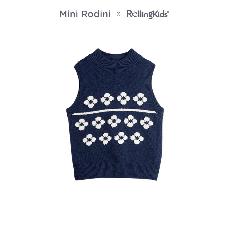 Mini Rodini 儿童无袖马甲背心藏青色上衣丨RollingKids