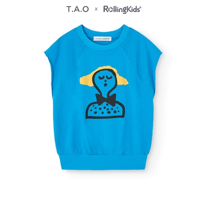T.A.O 卡通儿童蓝色无袖背心印花上衣休闲百搭丨RollingKids