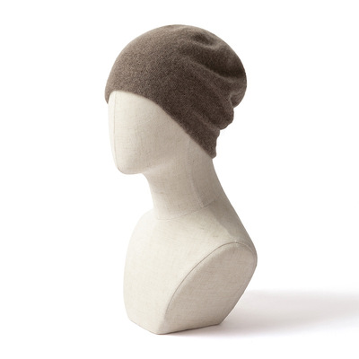 秋冬100%纯山羊绒帽子男女针织帽百搭大头围显脸小护耳堆堆帽冷帽