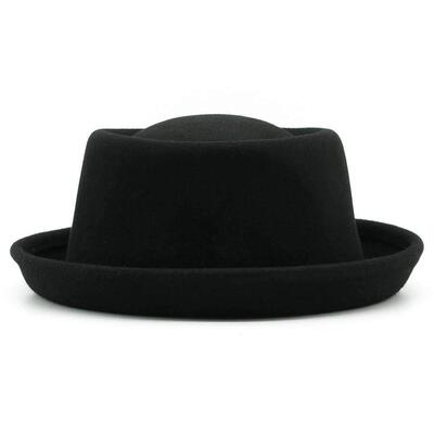 100% Wool Felt Pork Pie Hat Women Men Fedora Curved Brim Cru