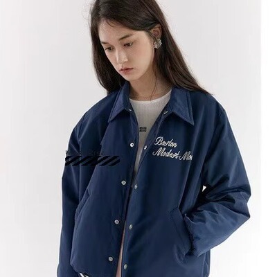 字母刺绣夹棉棒球服翻领夹克外套