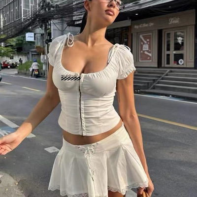 正品 IAMGIA 冷黑乔其纱蓬蓬公主露肩紧身胸衣暗花缎面裙裤