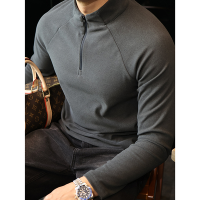 简素Design德绒半拉链插肩卫衣男款修身立领打底衫保暖内搭上衣冬