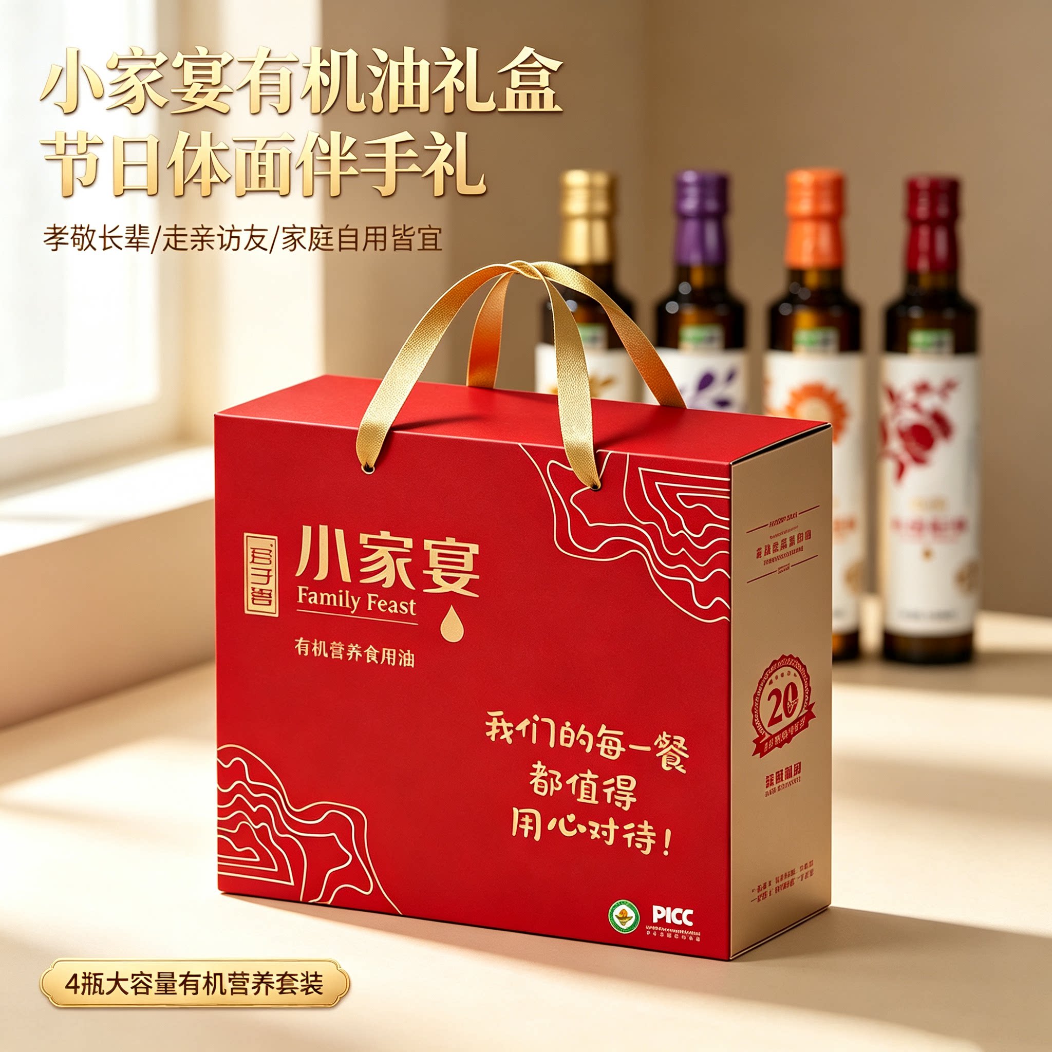 君子善小家宴有机食用油礼盒有机核桃仁油有机亚麻籽仁油