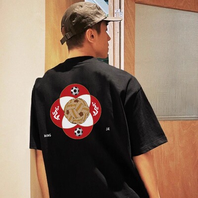 CLOT 陈冠希主理 F.C.系列 凝结蹴鞠印花男女情侣美式纯棉短袖T恤