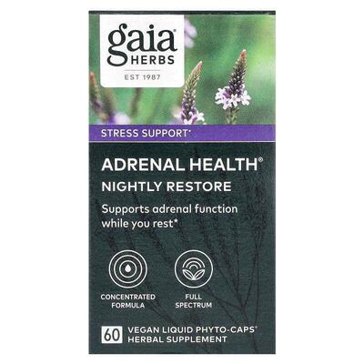 Gaia Herbs,肾上腺健康，夜间，60 粒全素液体 Phyto-Caps 胶囊