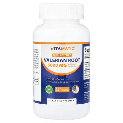 Vitamatic,缬草根，优效，5,000 毫克，240 粒素食胶囊